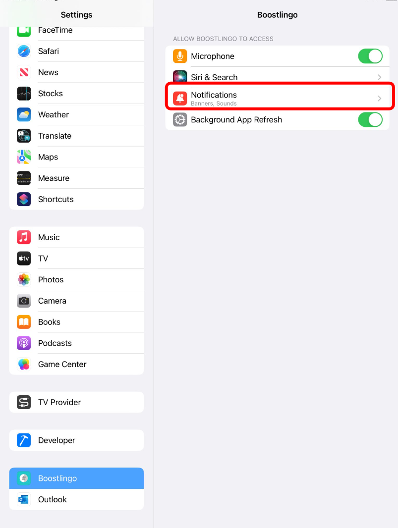 Notification Settings (iOS) – Boostlingo