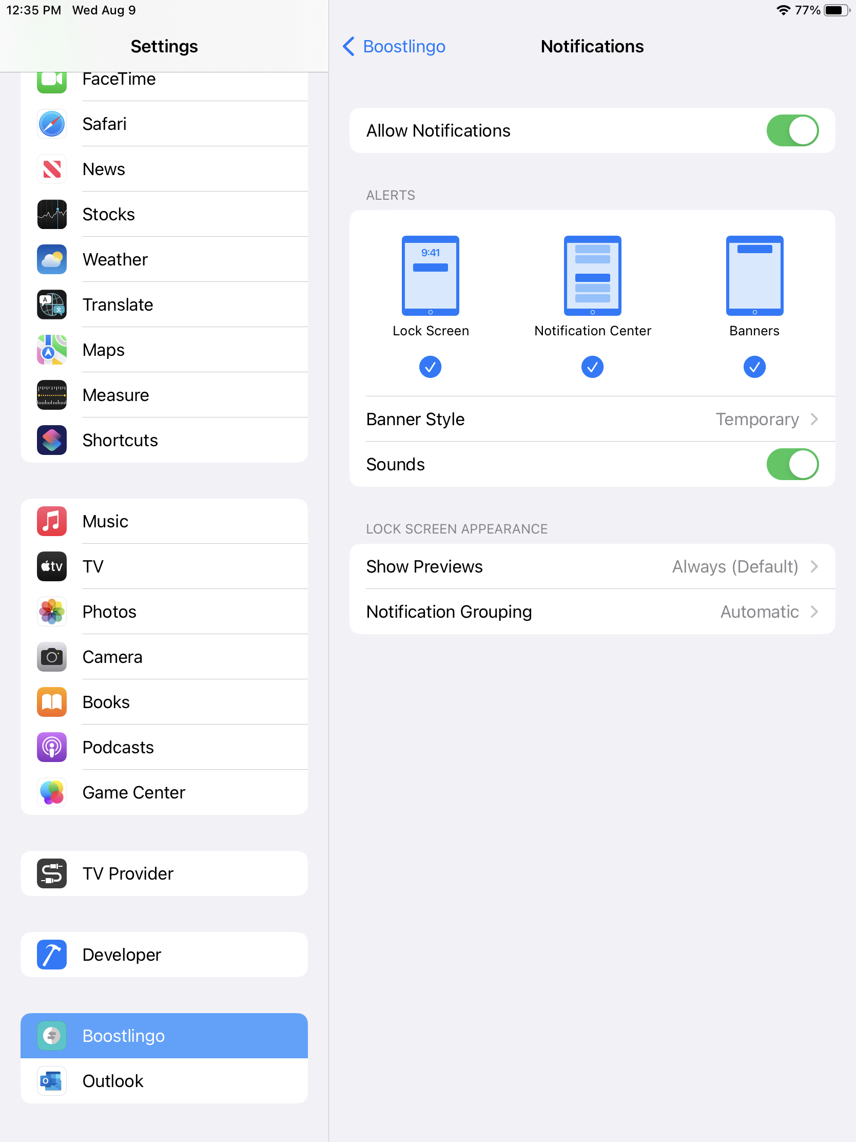 Notification Settings (iOS) – Boostlingo