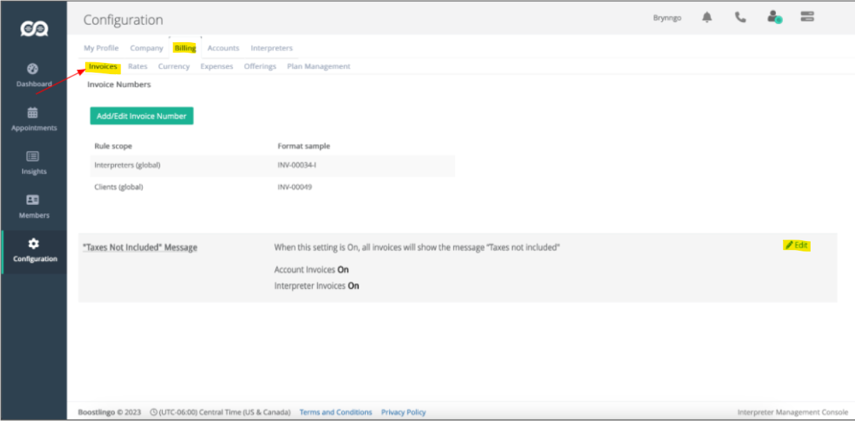How to remove "Taxes Not Included" message on Invoices – Boostlingo